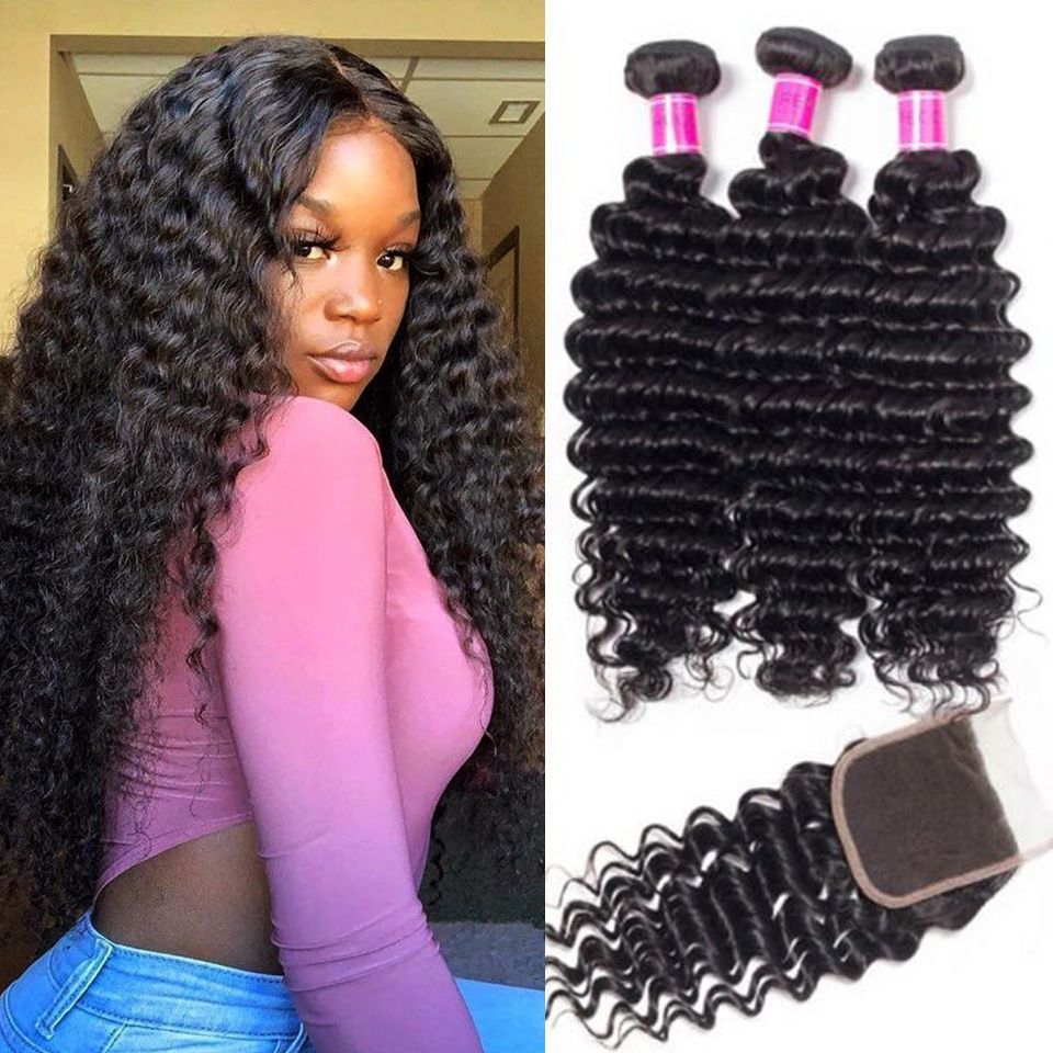 Hot Sale Brazilian Loose Deep Bundles With Closure | Recool Hair