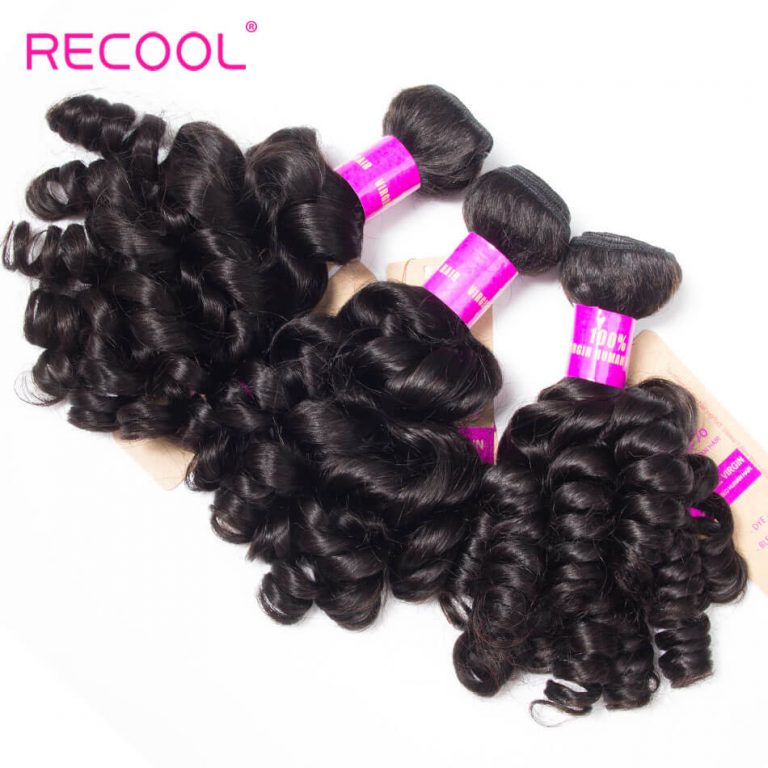 Bouncy Curly Hair Bundles 4 PCS Human Hair Weave|Recool Hair