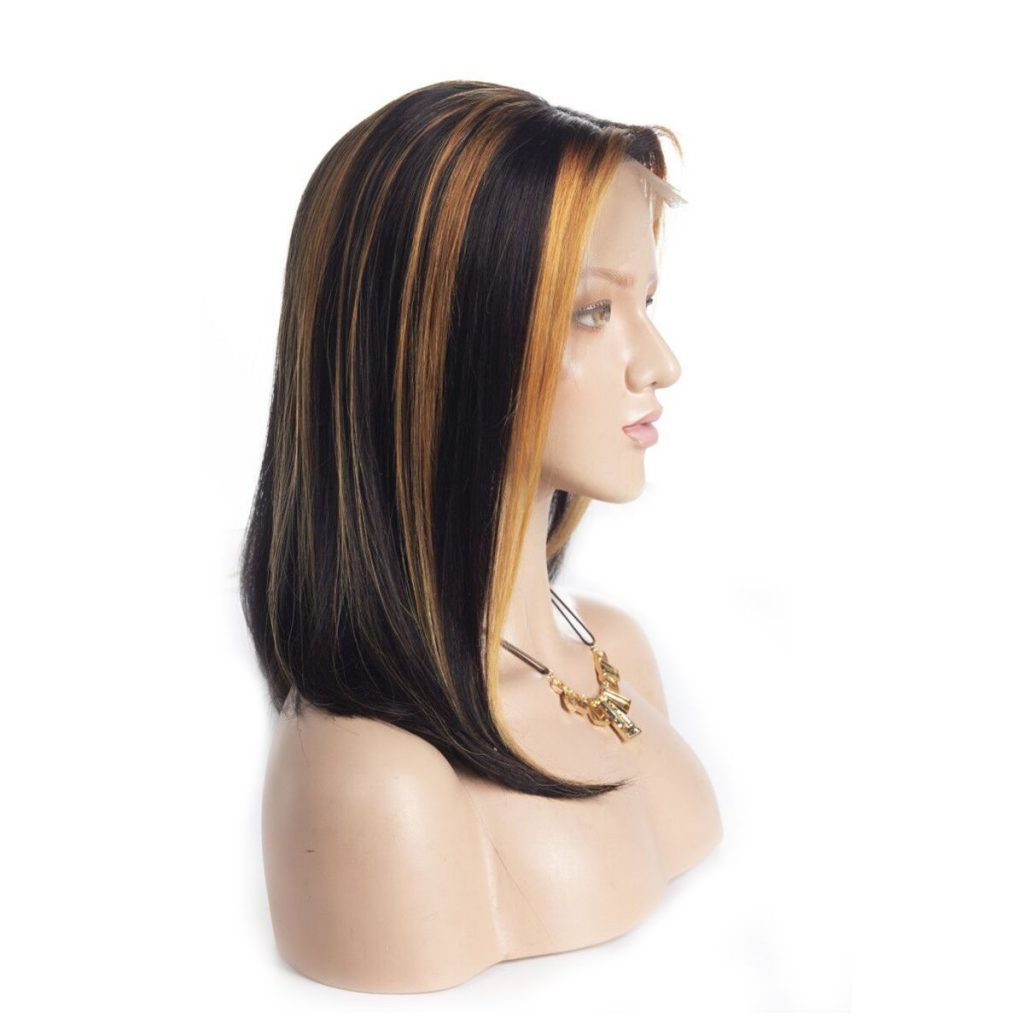 Highlight Short Bob Straight Hair Lace Front Wigs | Recool Hair