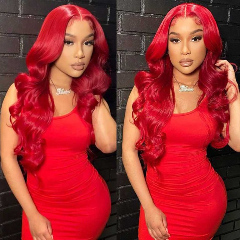 Red Color Body Wave Straight Lace Frontal Wig | Recool Hair
