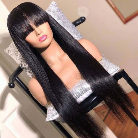 Straight Hair Wig with Bangs Glueless Lace Wig | Recool Hair