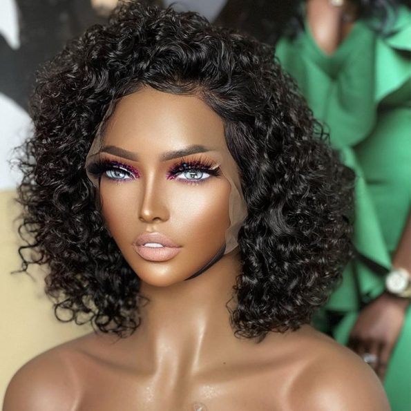 Slick Back Short Curly Glueless Lace Front Wig | Recool Hair