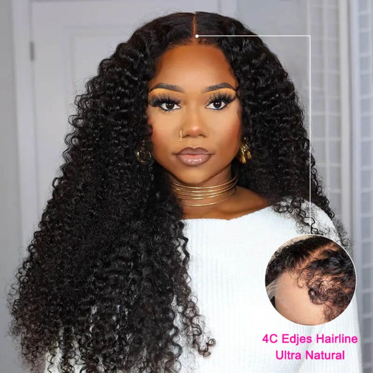 4C Edges Hairline Curly Glueless HD lace wig | Recool Hair