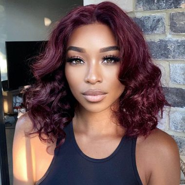 Dark Burgundy Short Wavy Wave glueless wig | Recool Hair